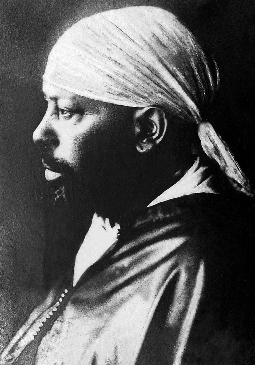 エチオピア皇帝メネリク2世（1844-1913）の肖像。