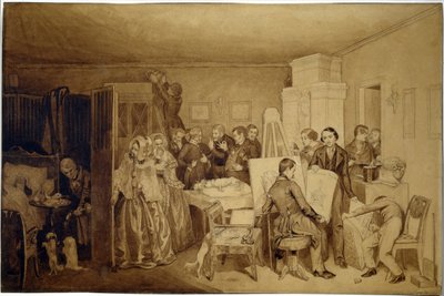 フィデルカの死の影響 - パベル・アンドレエヴィチ・フェドトフ (1815-1852) の作品、紙に墨とセピア