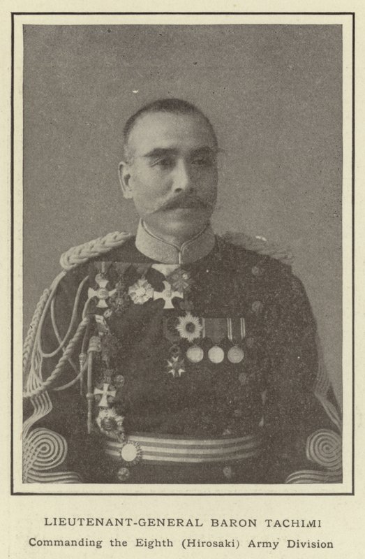 Generalleutnant Baron Tachimi, Kommandant der achten (Hirosaki) Armee ...