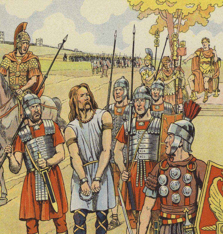 ユリウス・カエサルに降伏するヴェルツェントリックス（紀元前52年）（カラーリトグラフ